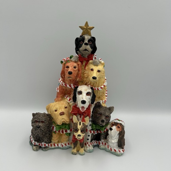 Holiday | Christmas Dog Figurine Tress Many Breeds Pyramid Of Pooches ...